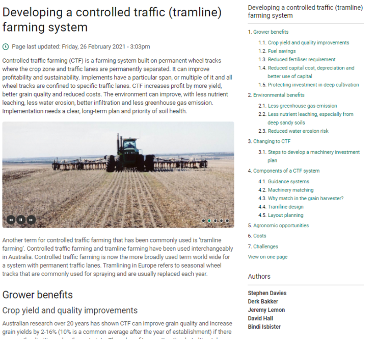 Developing a controlled traffic (tramline) farming system - WA Soil ...