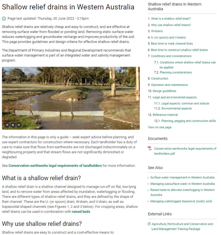 Shallow relief drains in Western Australia - WA Soil Knowledge Base
